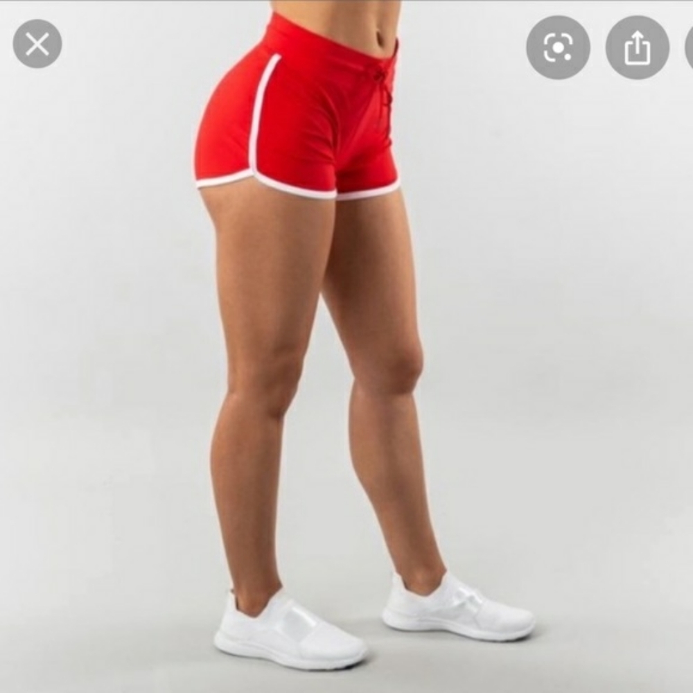 Alphalete Curve Shorts Gym Red & White Size Small - Gem